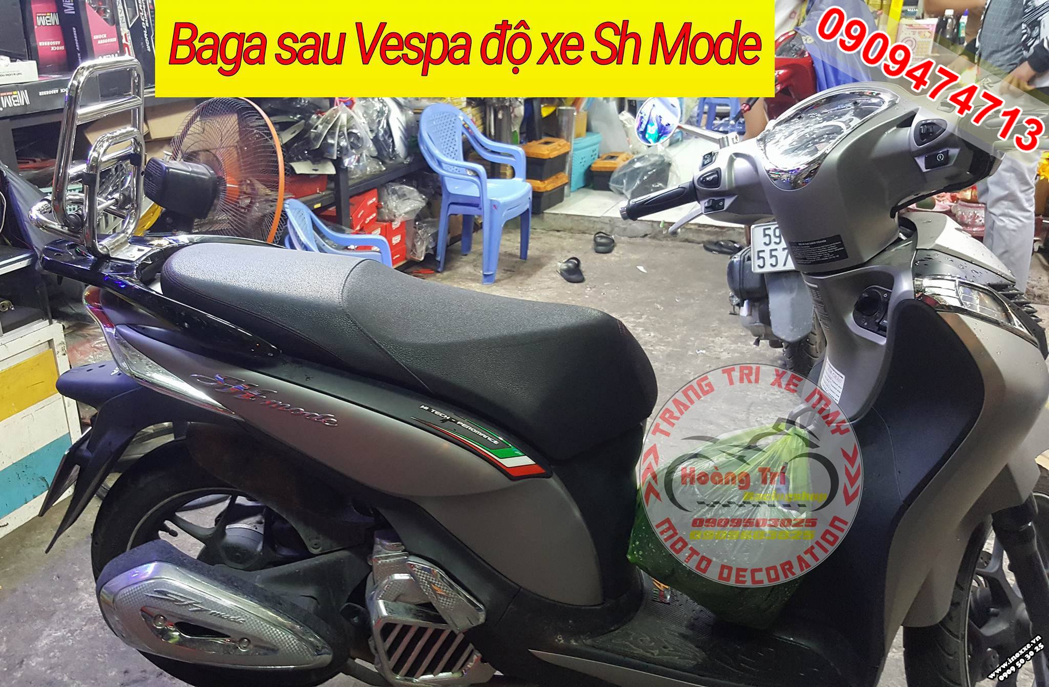 Baga tựa lưng sau Vespa độ cho SH Mode