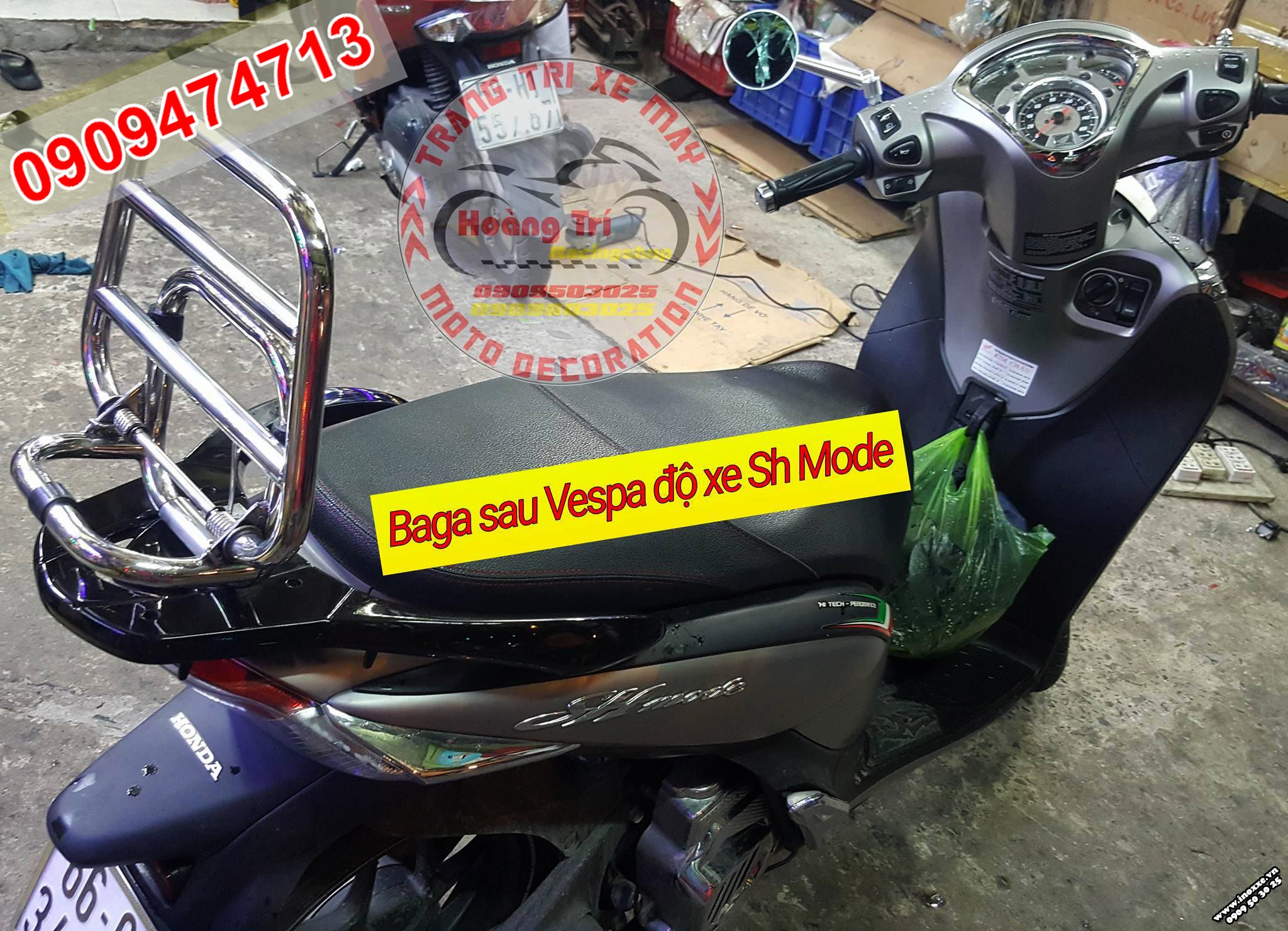 Baga tựa lưng sau Vespa độ cho SH Mode